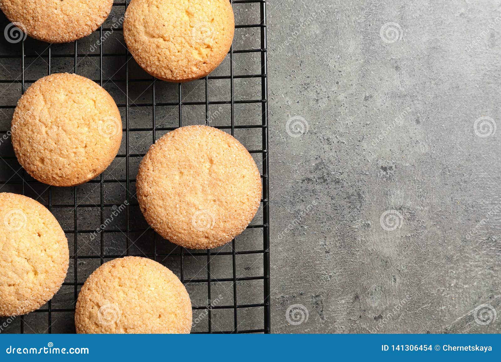 Baking Grid with Danish Butter Cookies on Grey Background, Top View ...