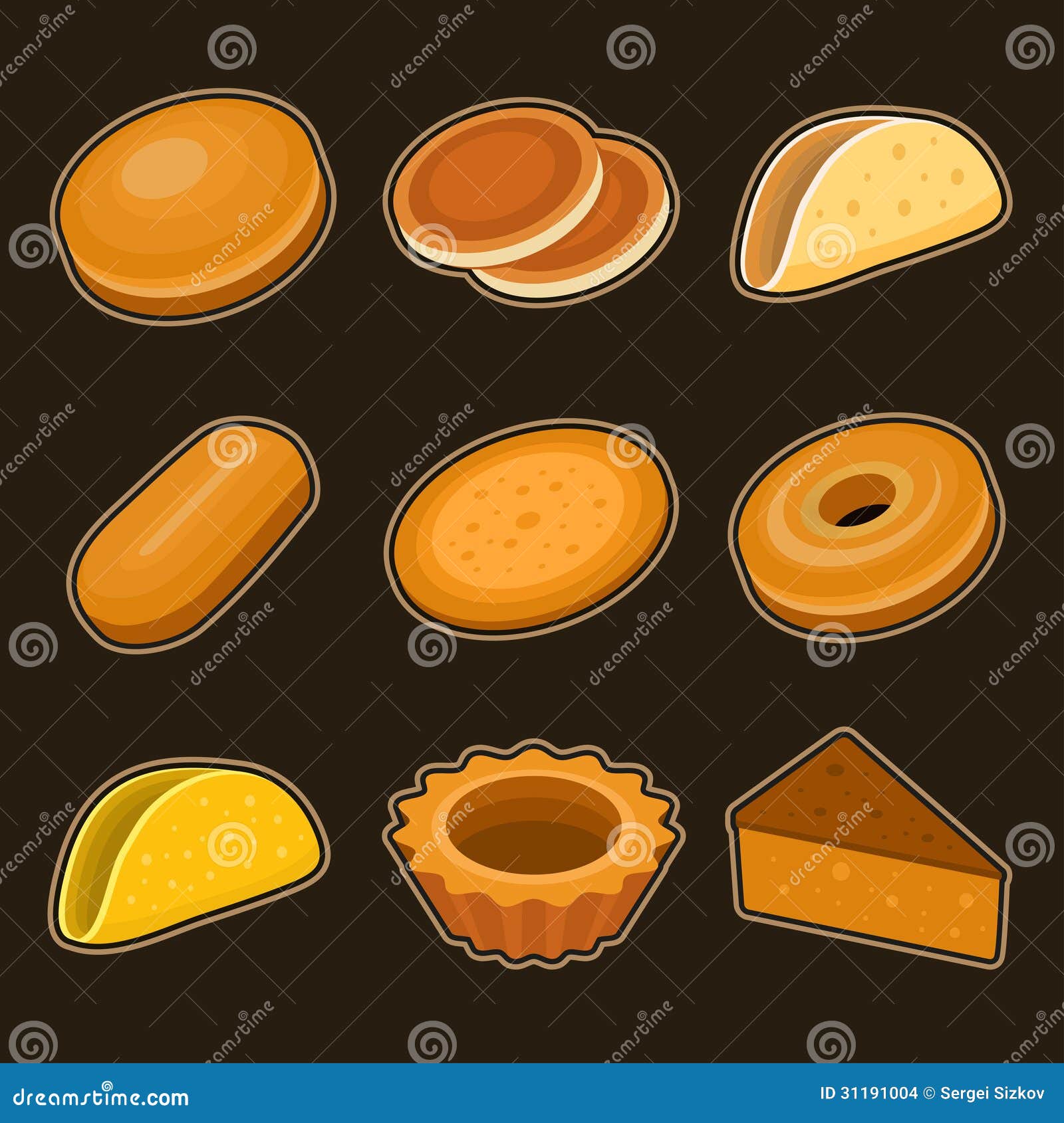 Baking icon set stock vector. Illustration of dough, rolled - 31191004