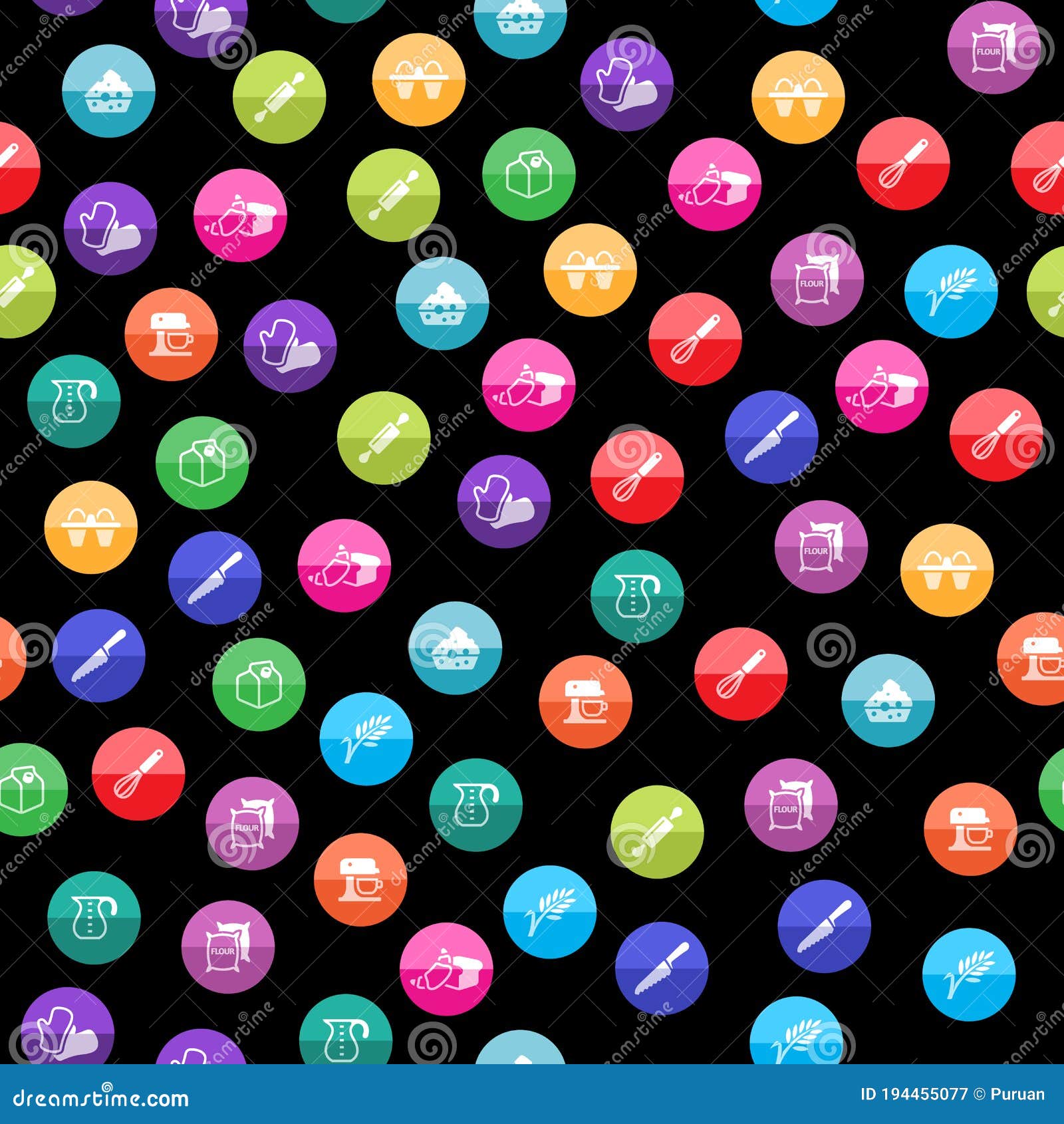 Circle Icons - Baking Seamless Pattern. Stock Vector - Illustration of ...