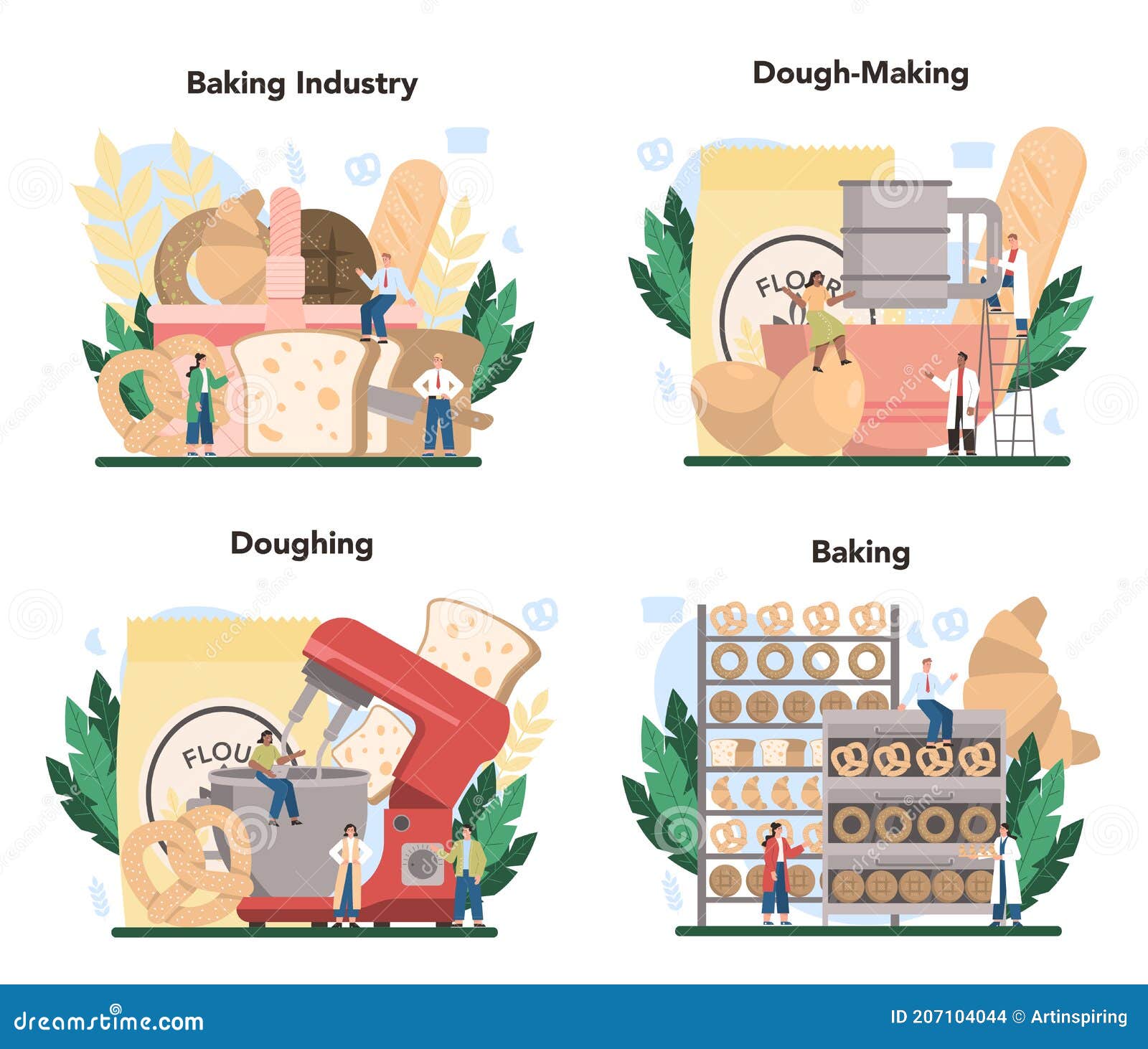 Baking Industry Concept Set. Baking Pastry Process Stock Illustration ...