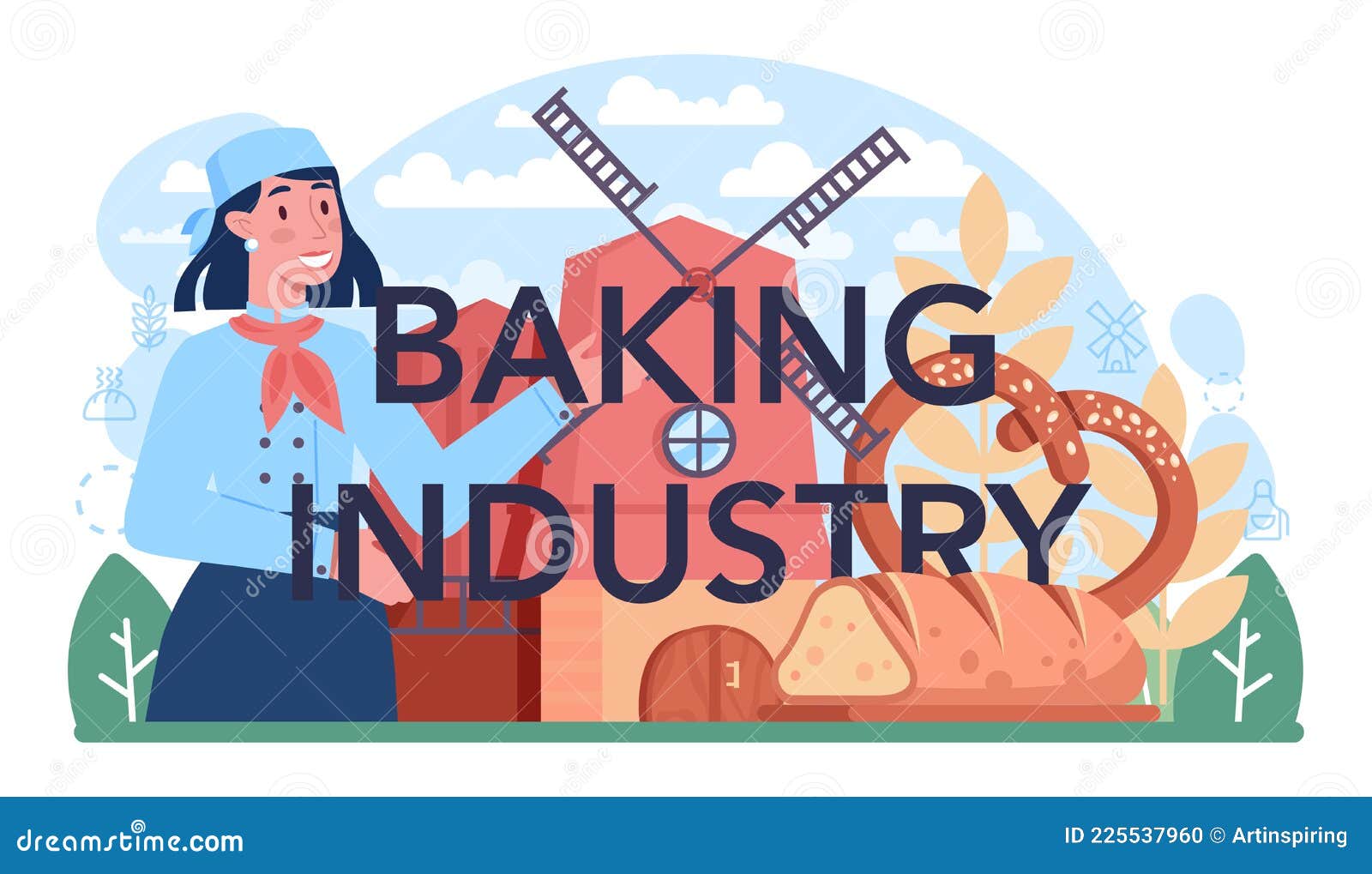 Baking Industry Typographic Header. Pastry Baking Process Stock Vector ...