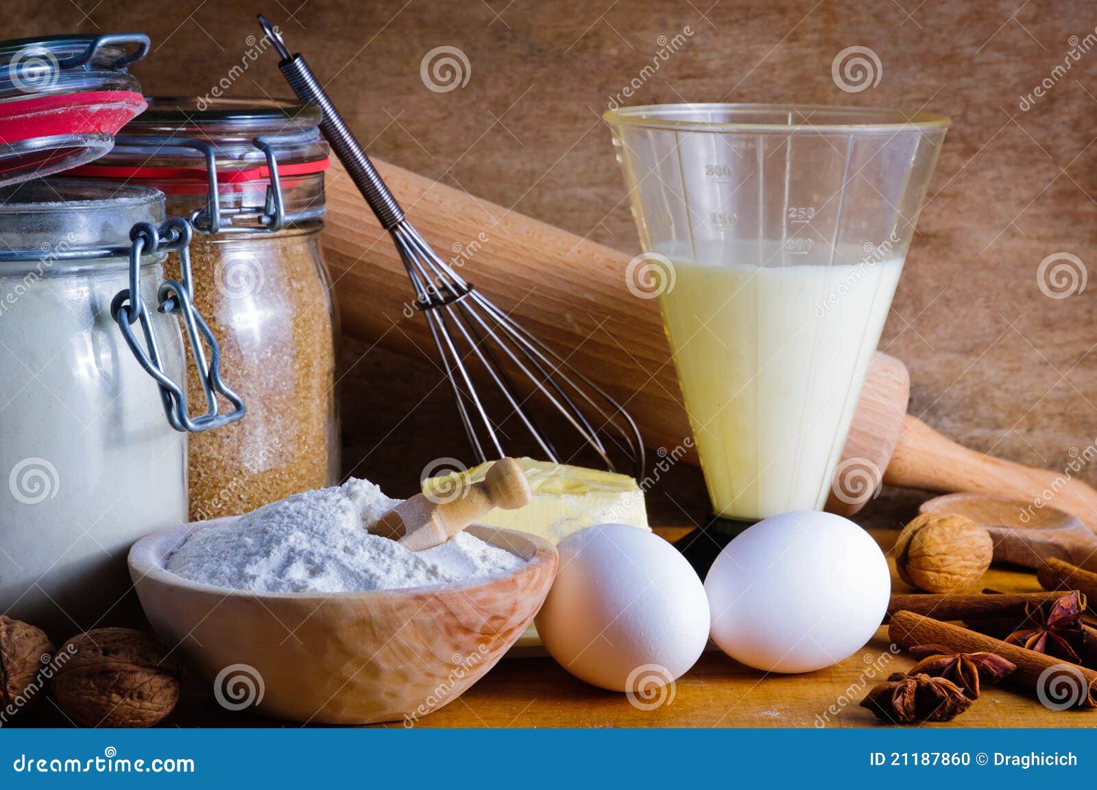 Baking ingredients stock photo. Image of butter, equipment - 21187860