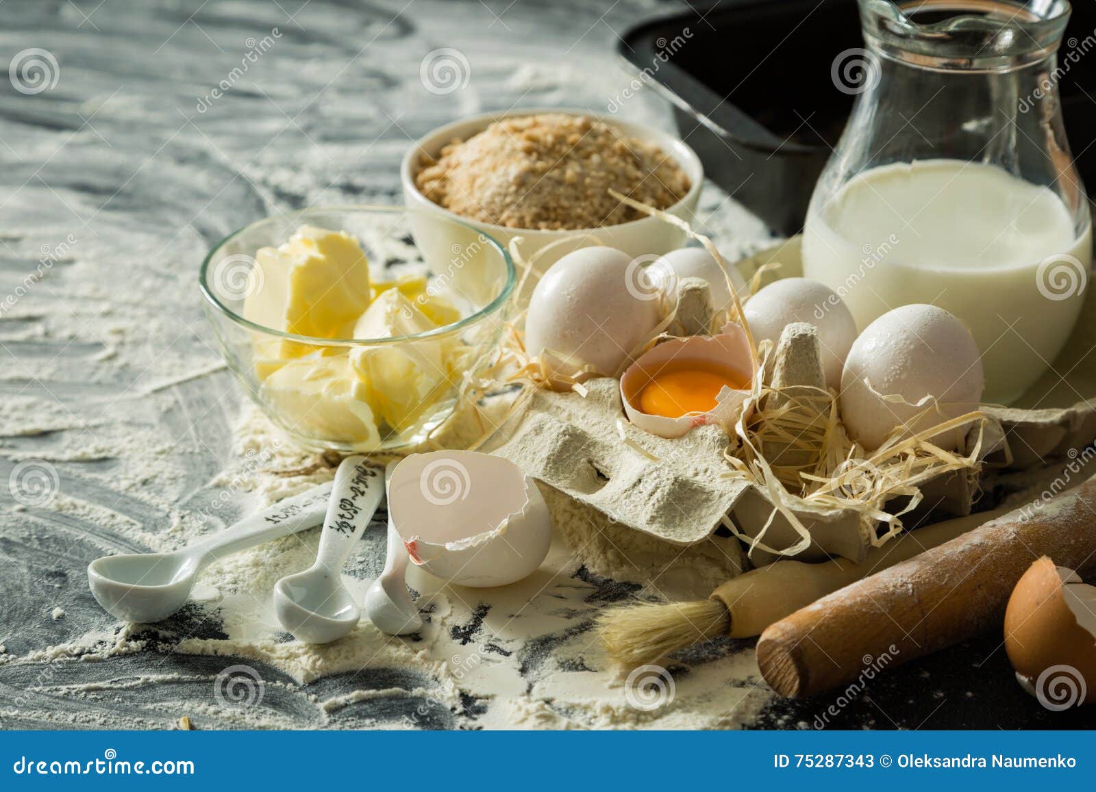 Baking Ingredients Background Stock Image - Image of bakery, dough ...