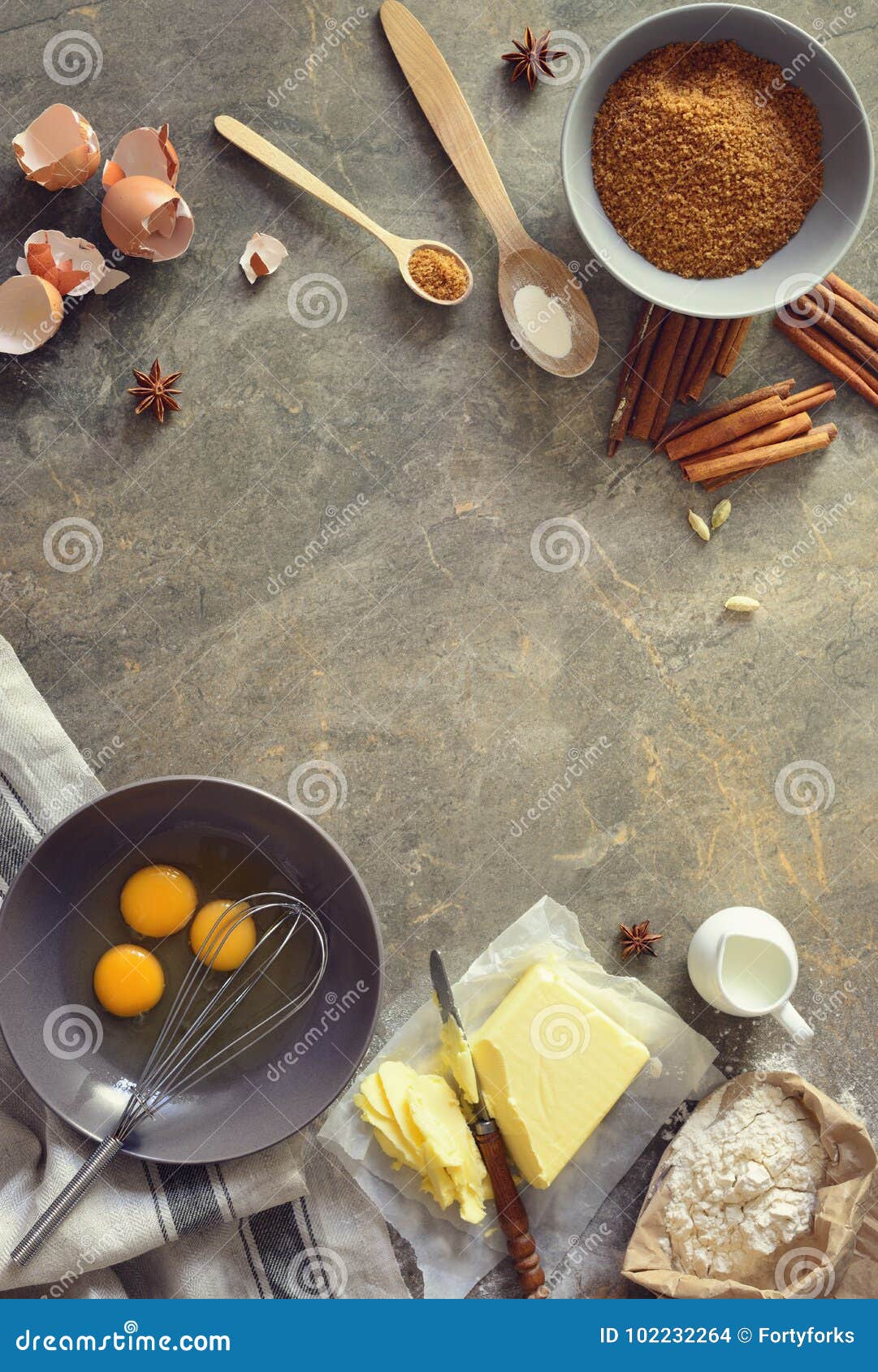Baking Ingredients Background with a Space for a Text Stock Photo ...