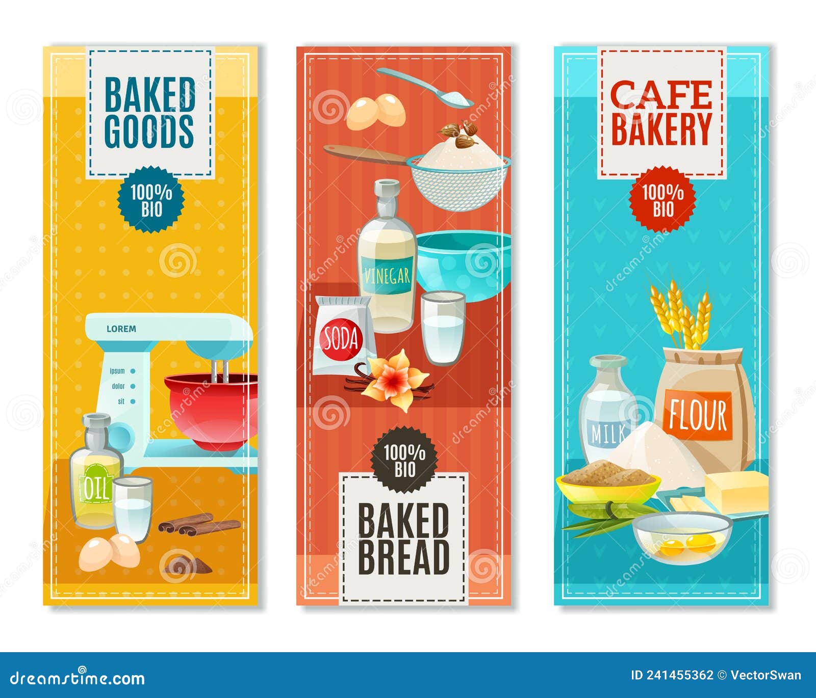 Baking Ingredients Banners stock vector. Illustration of baking - 241455362