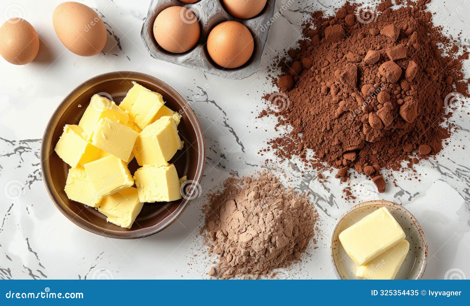 Baking Ingredients on a Granite Countertop, Top View Stock Image ...