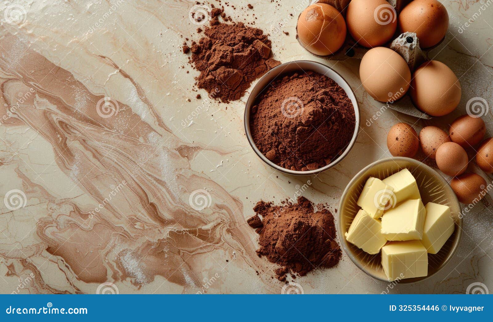 Baking Ingredients on a Granite Countertop, Top View Stock Photo ...