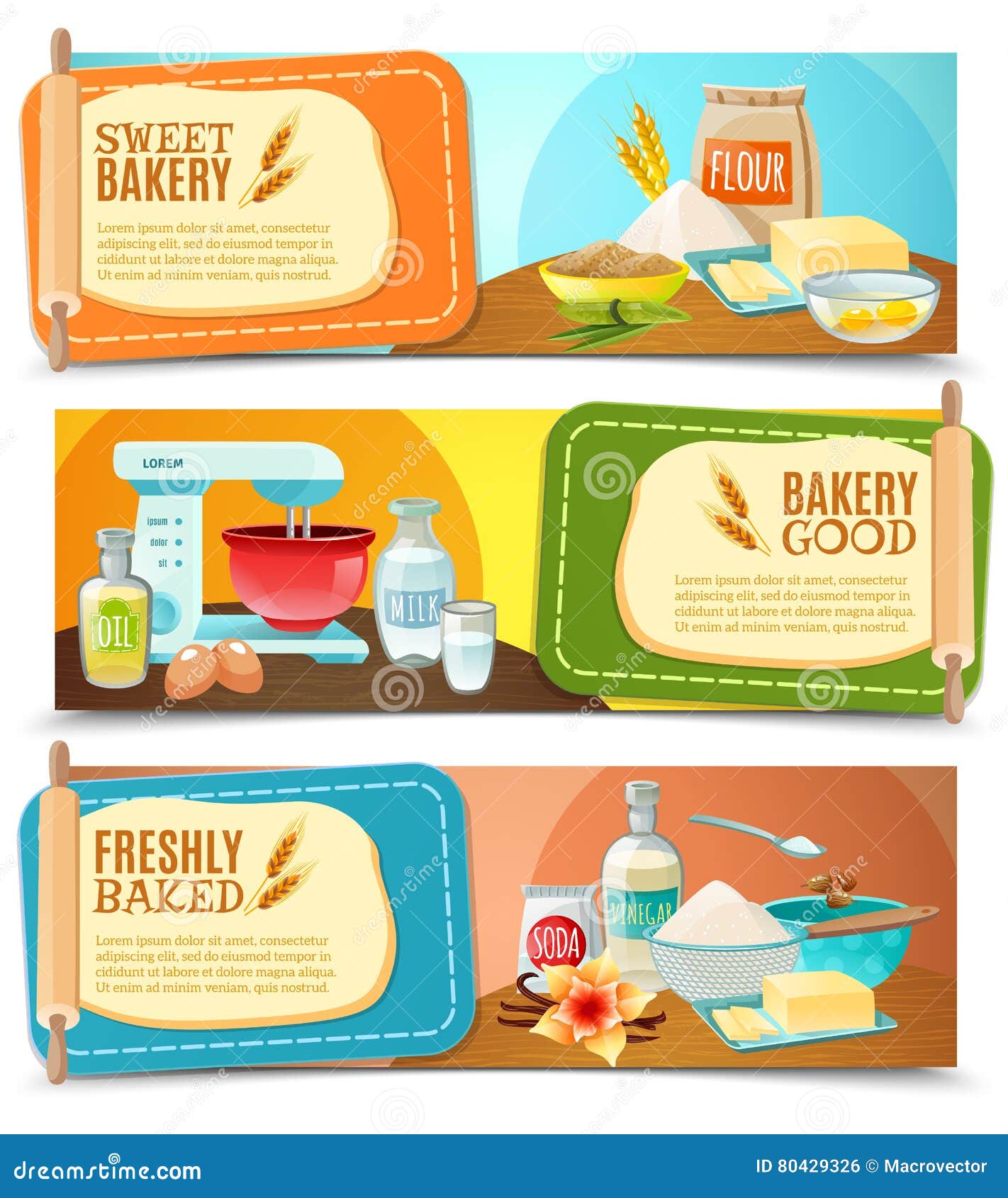 Baking Ingredients And Kitchen Utensil Icons. Vector Flat Cartoon ...