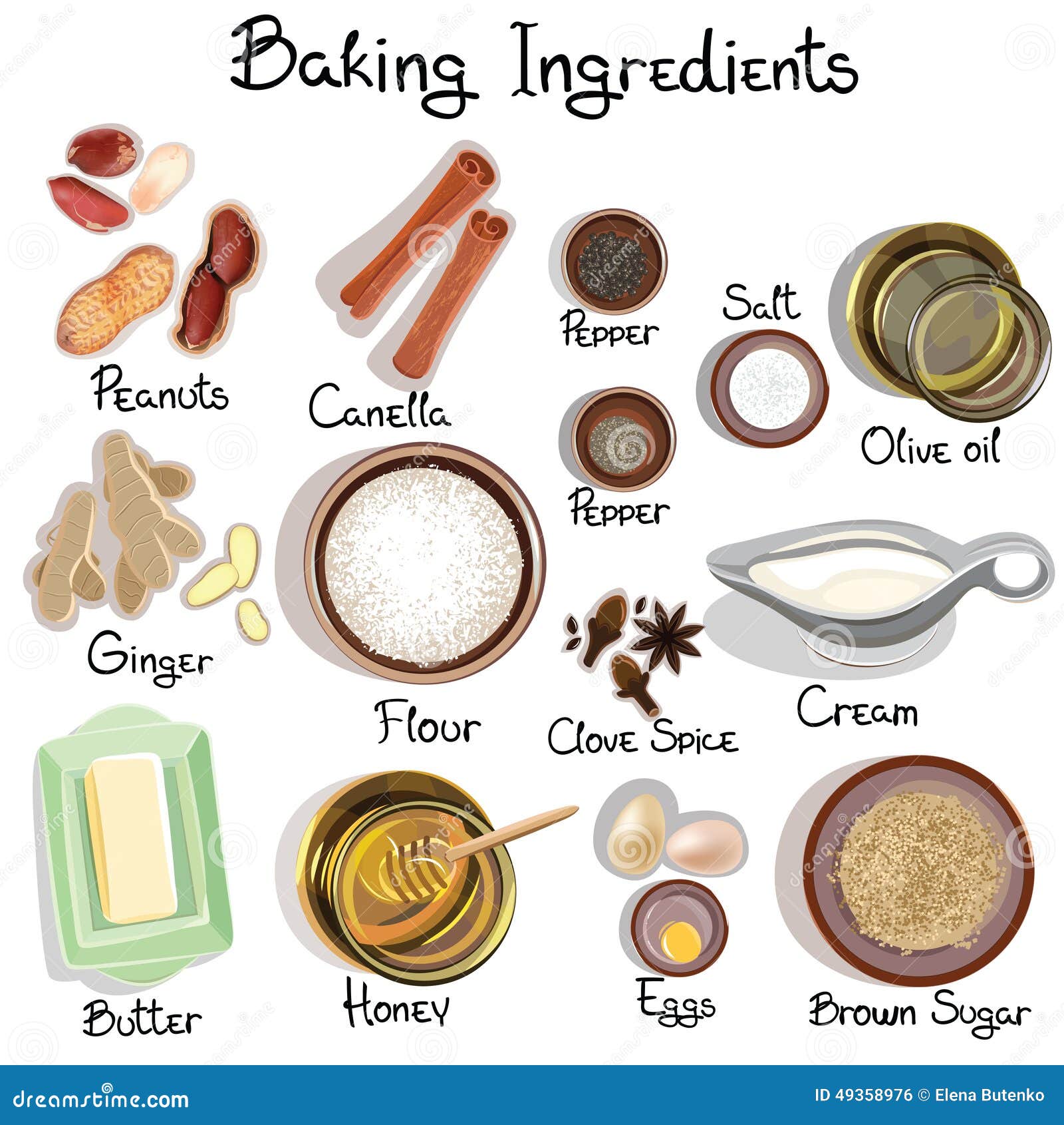 Baking ingredients stock vector. Illustration of nature - 49358976