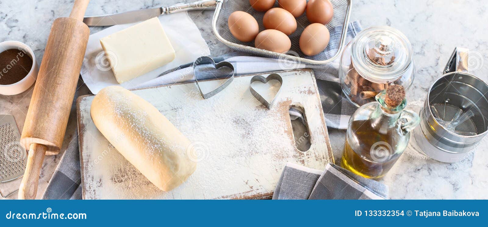 Baking Ingredients on Kitchen Table Stock Photo - Image of spice ...