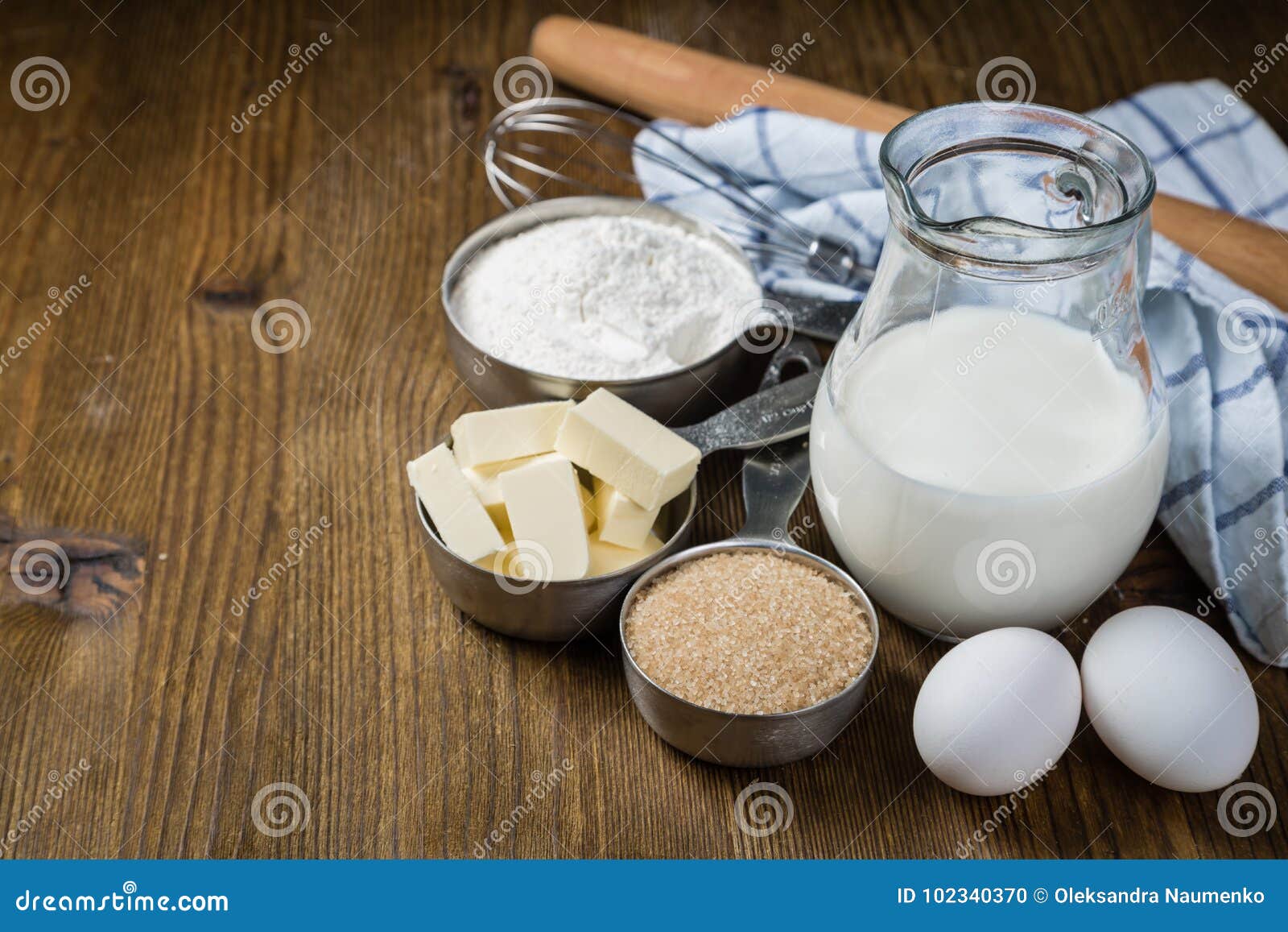 Baking Ingredients in Measuring Cups Stock Photo - Image of rustic ...