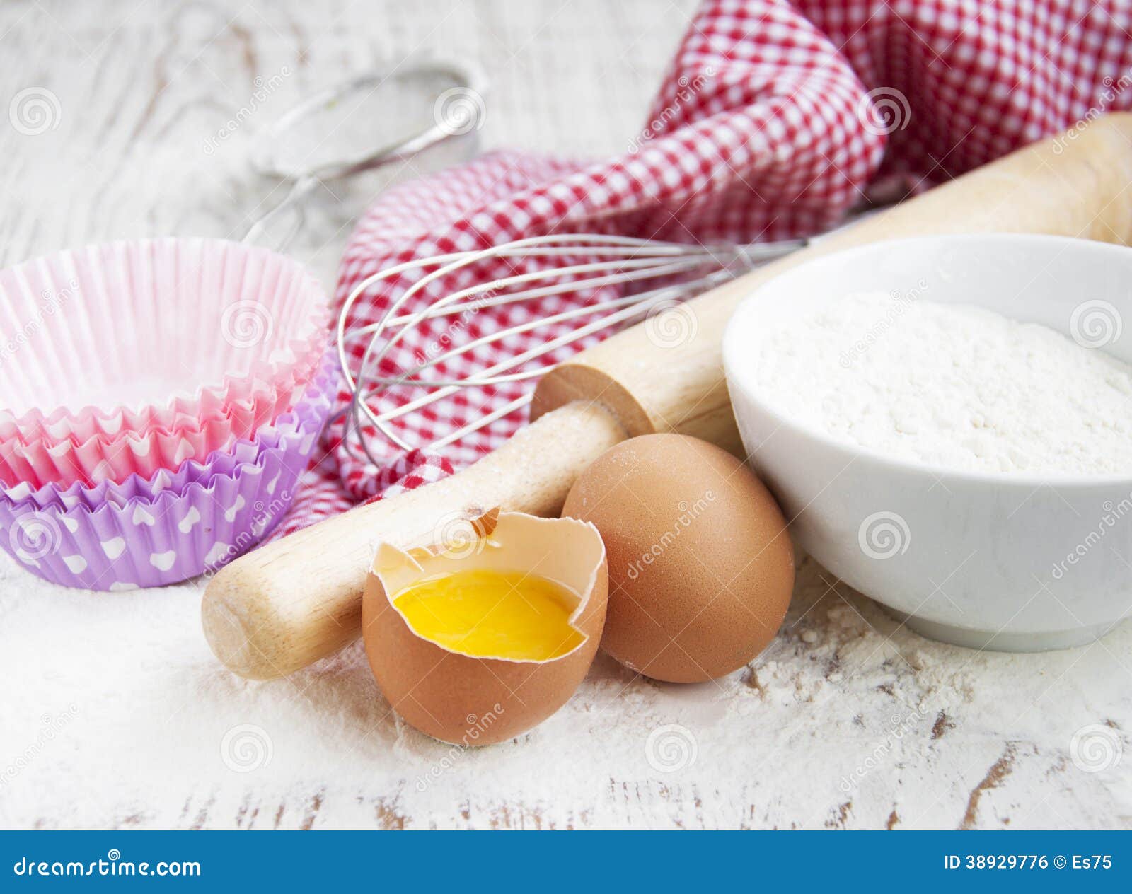 Baking Ingredients on a Table Stock Photo - Image of tool, meal: 38929776