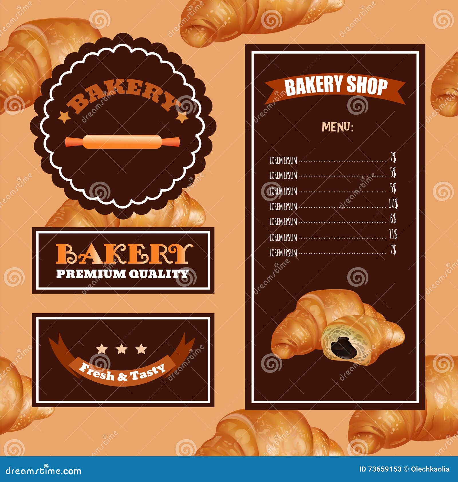 Baking Menu Design. Baking Shop, Cafe, Market. Pattern with Croissant ...