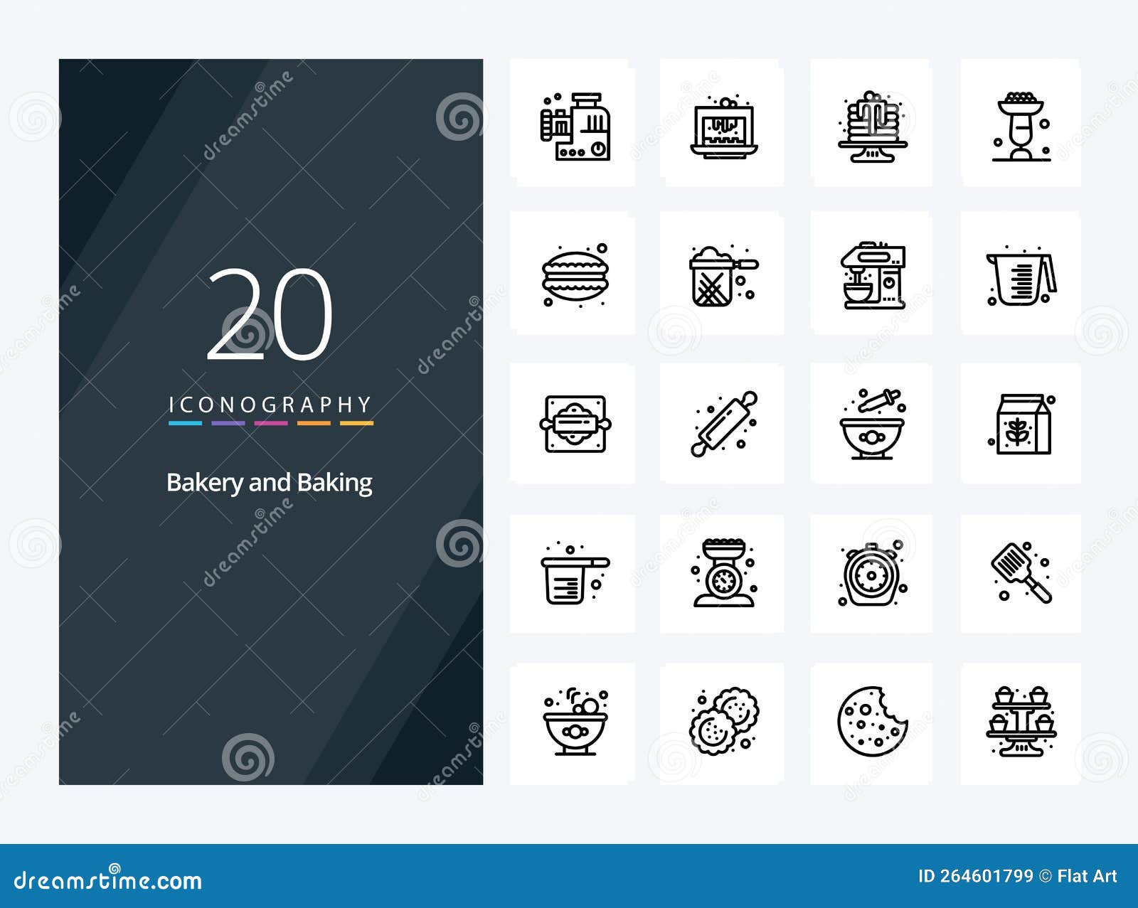 20 Baking Outline Icon for Presentation Stock Vector - Illustration of ...