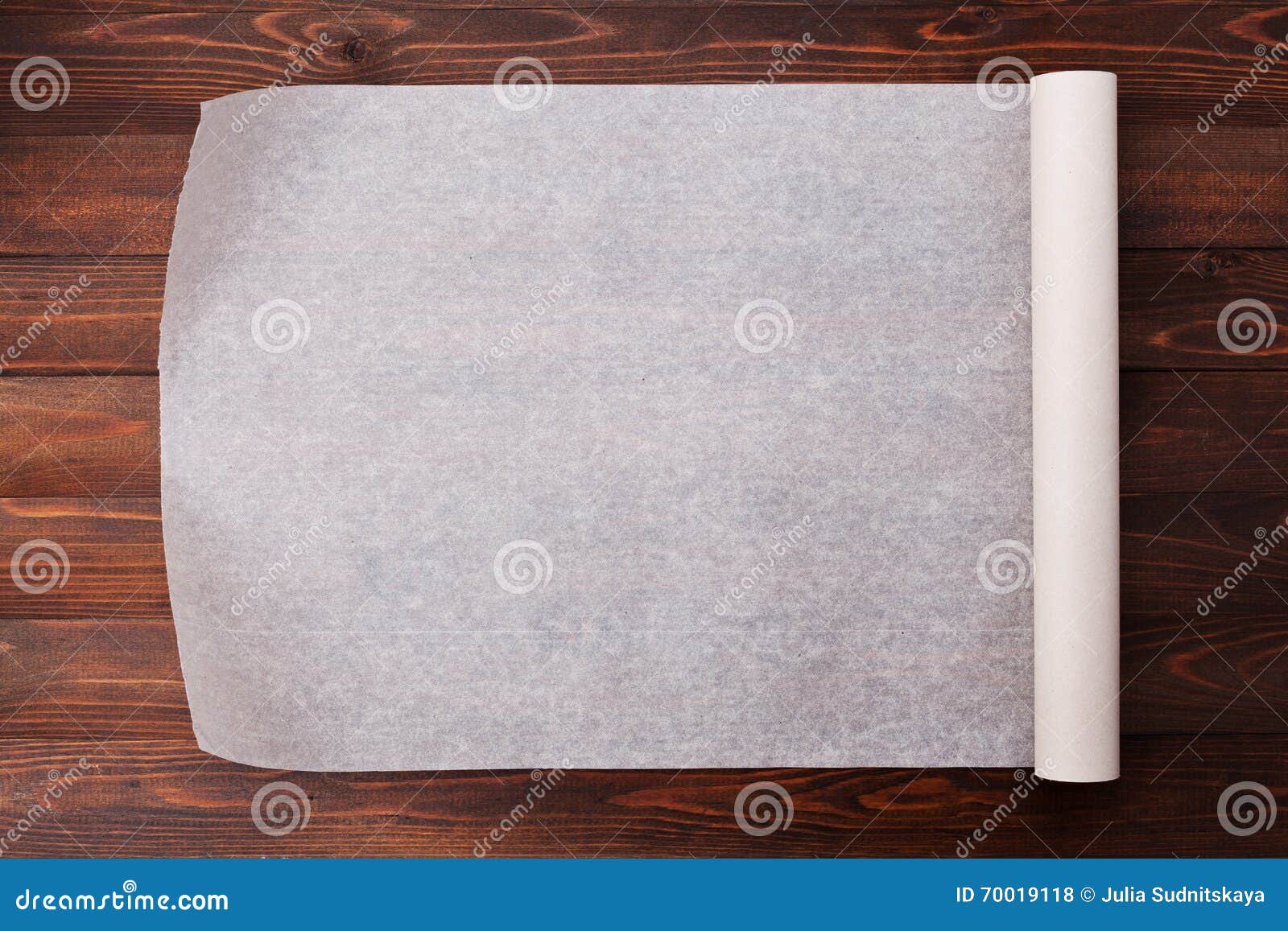 Baking Paper on Wooden Kitchen Table for Menu or Recipes Stock Photo ...