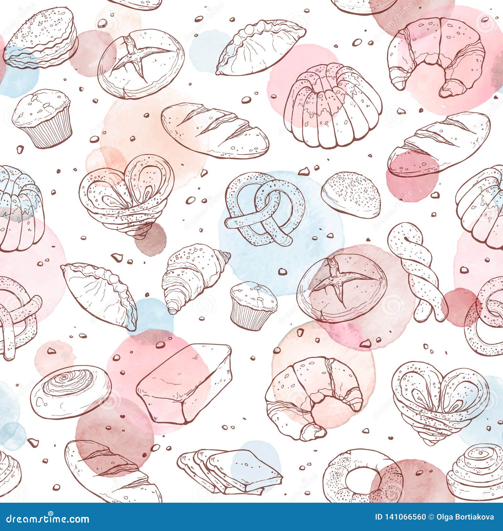 Baking patetrn watercolor stock vector. Illustration of pattern - 141066560
