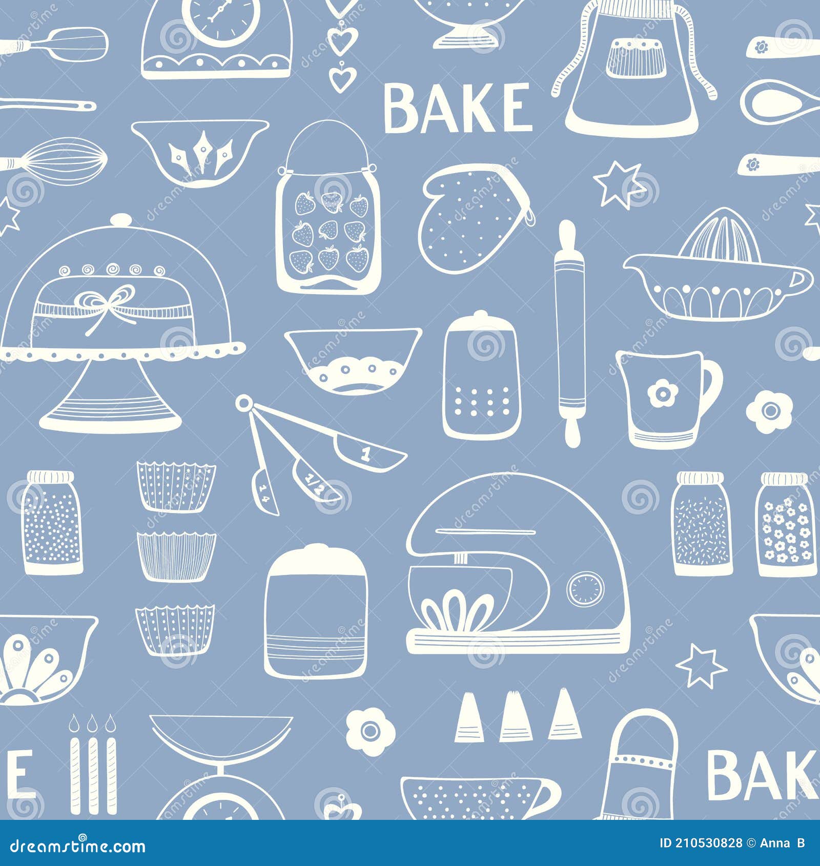 Baking Pattern Design. Vector Seamless Repeat of Home Cake Cooking ...