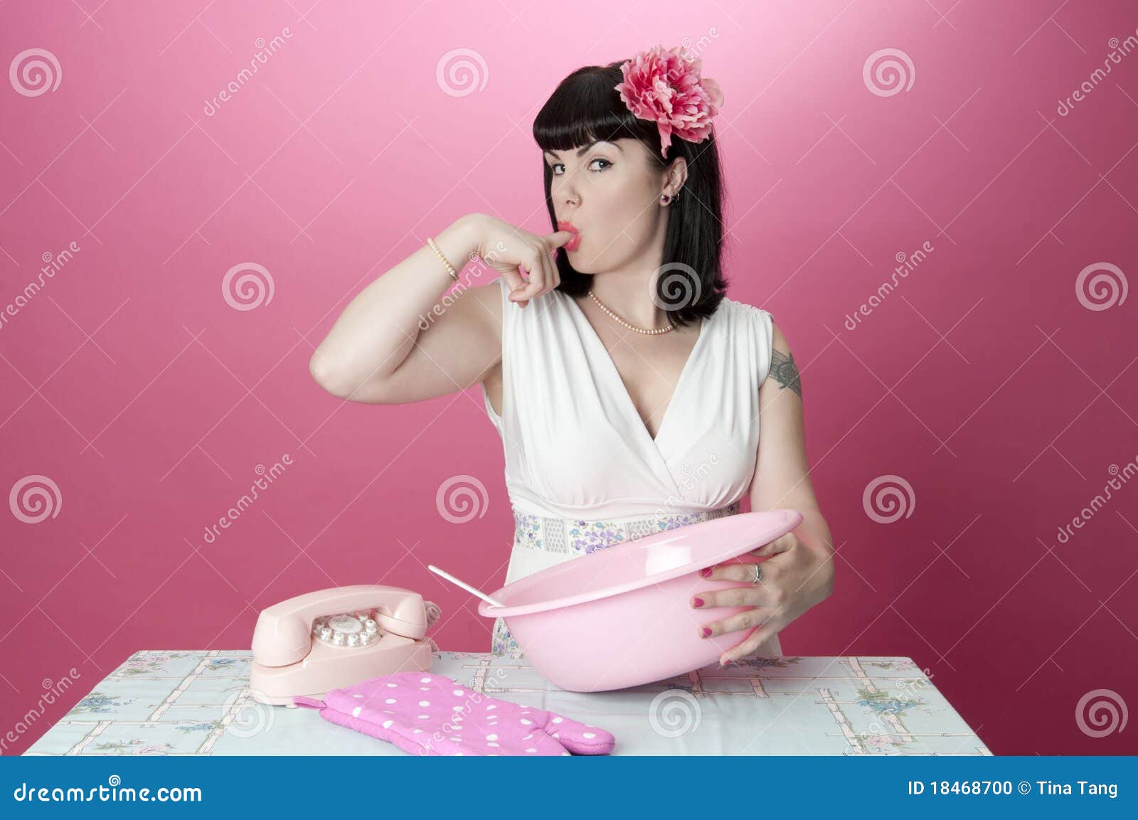 Baking Pinup Model stock photo. Image of cooking, flower - 18468700
