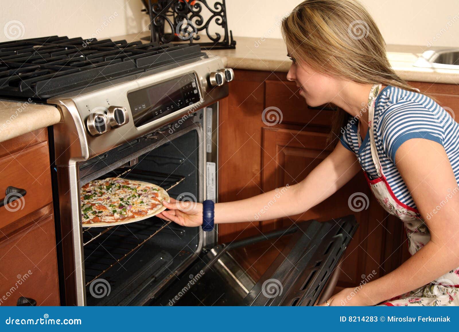 Baking a Pizza stock image. Image of home, female, vegetables - 8214283