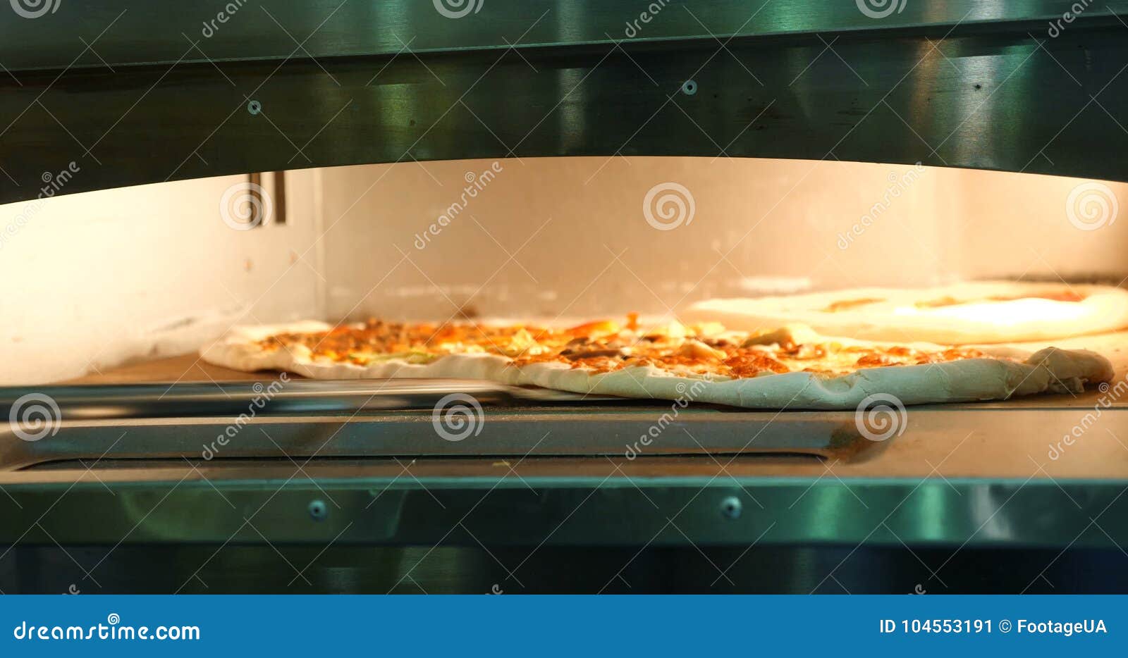 Baking Pizza in the Oven, Process, Cooking Stock Video - Video of kiln ...