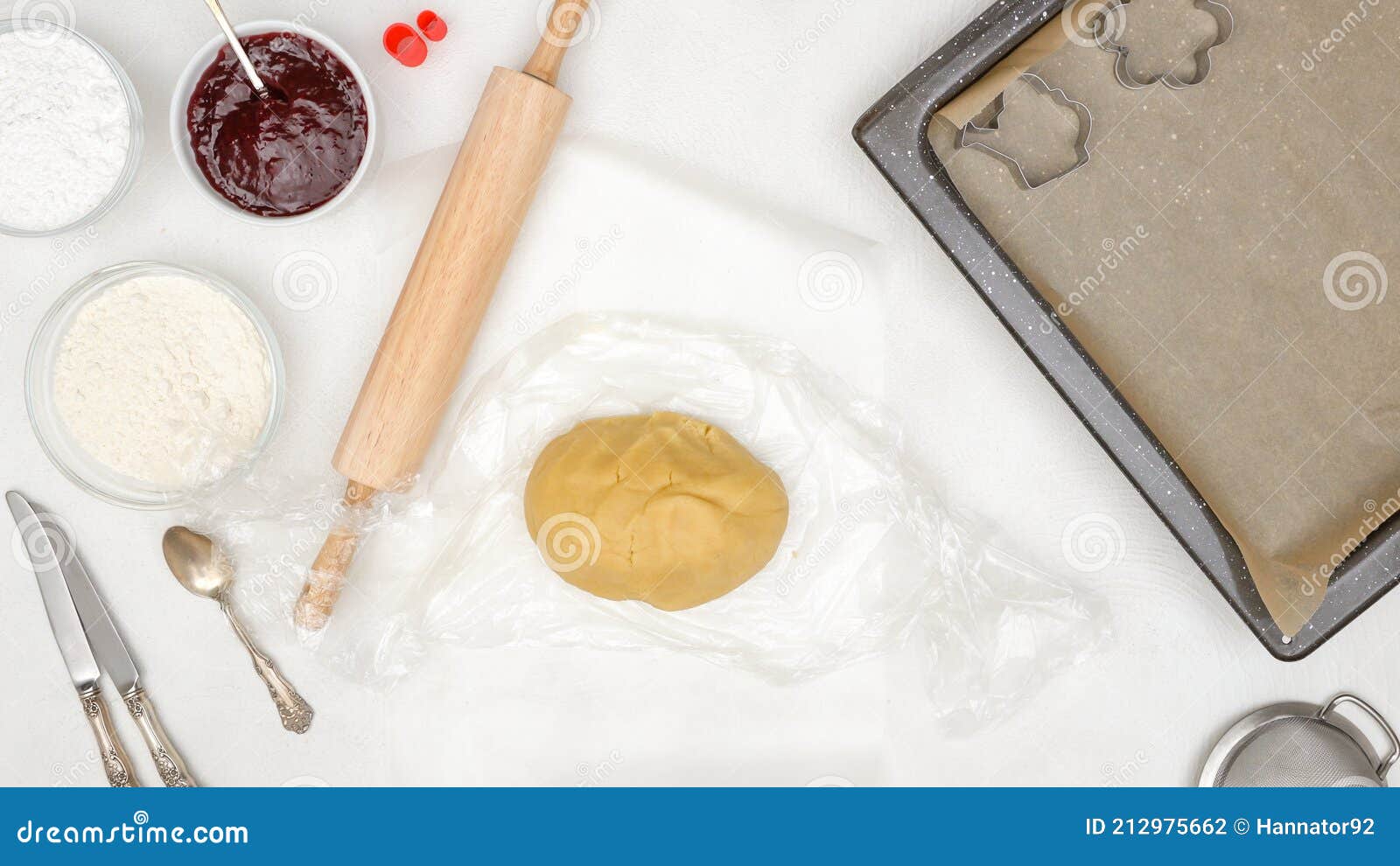 Baking Process, Food Background. Shortbread Cookie Dough, Baking Pan ...