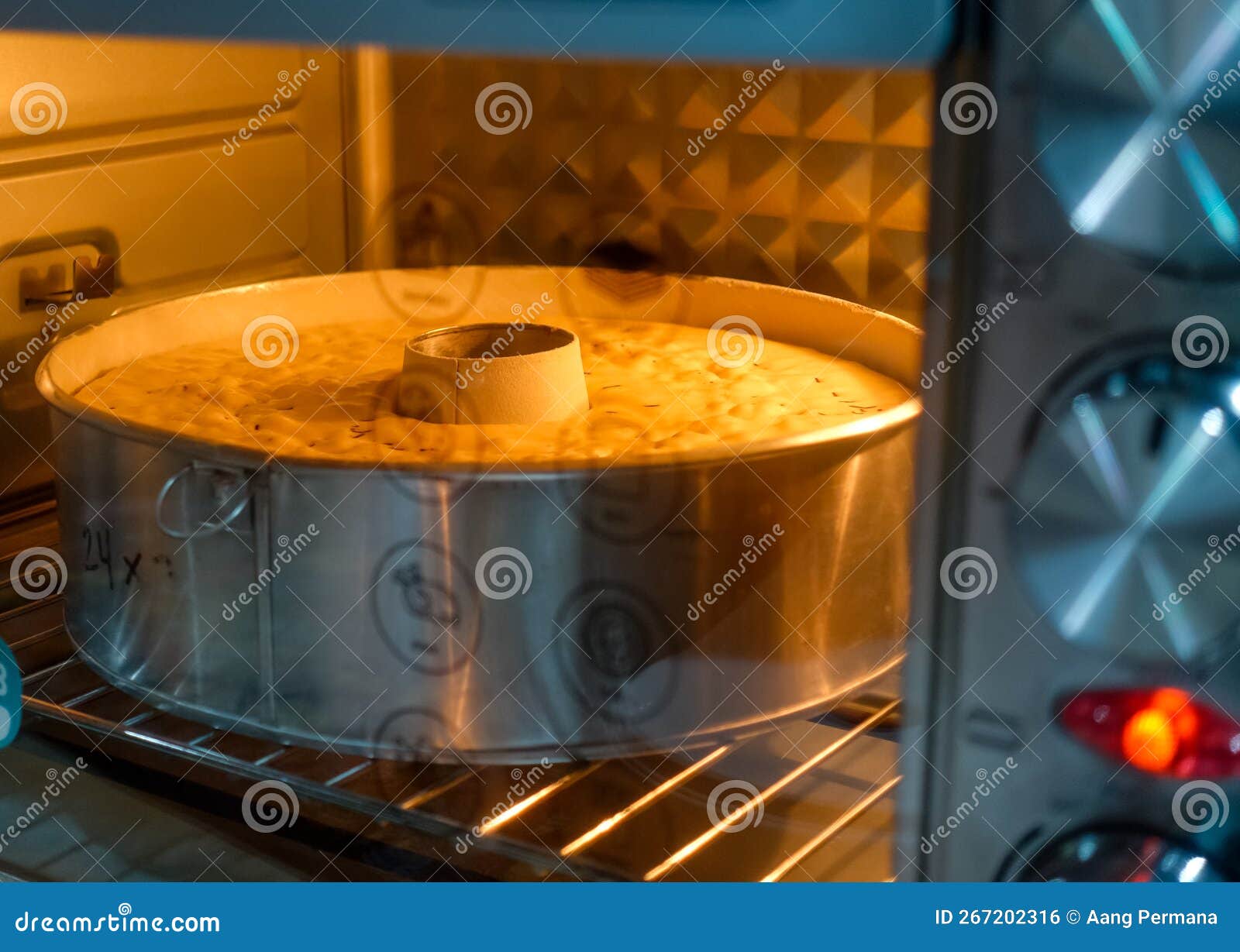 Baking Process of Making Homemade Sponge Cake in the Oven Stock Photo ...