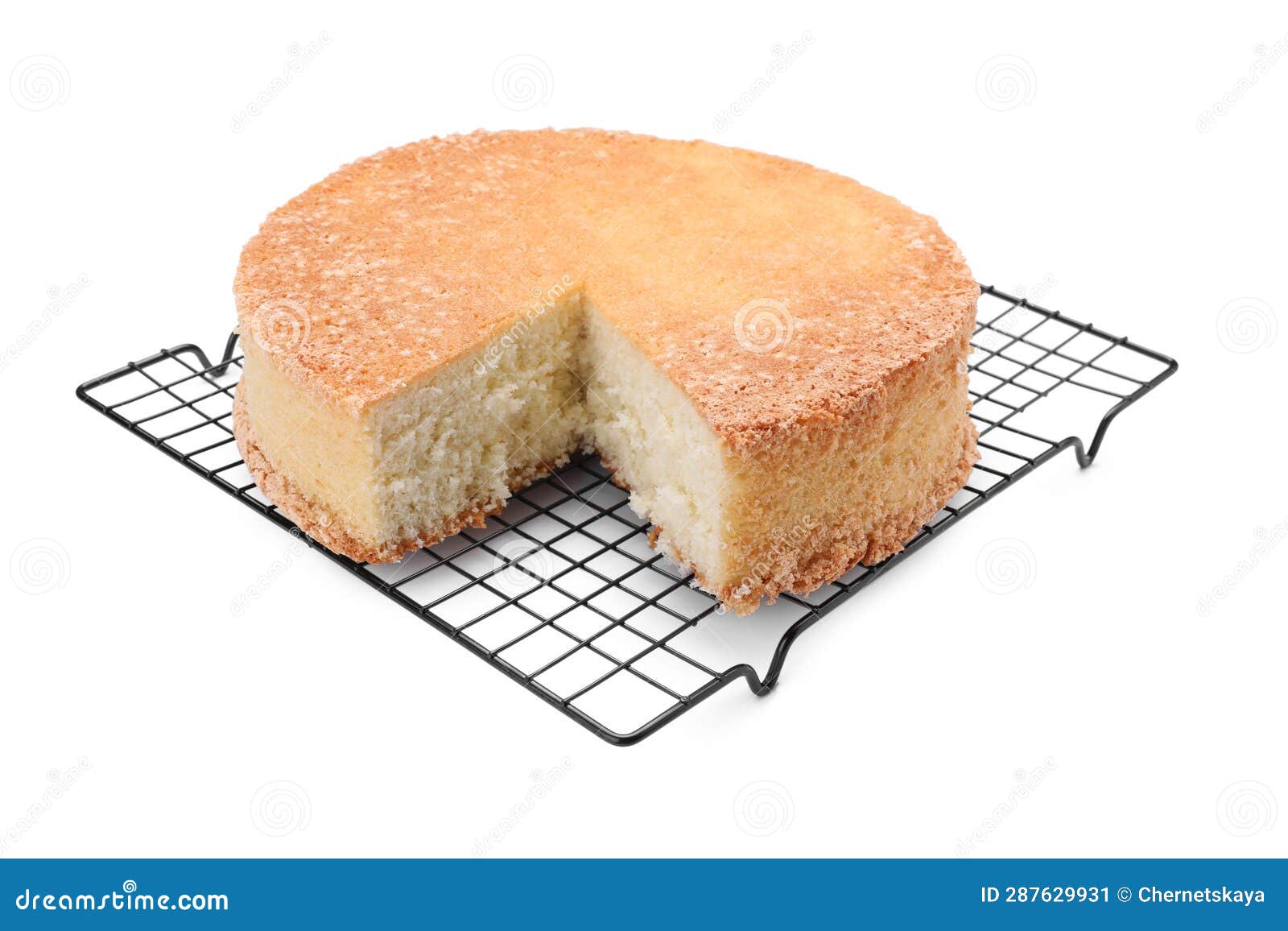 Baking Rack with Tasty Sponge Cake Isolated on White Stock Image ...