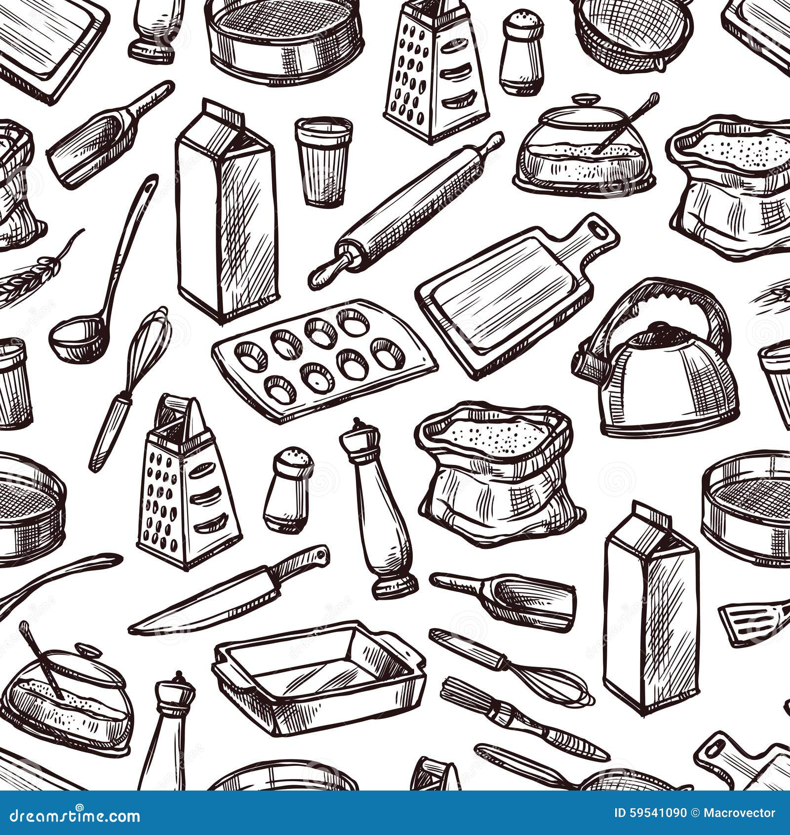 Baking Seamless Pattern stock vector. Illustration of muffin - 59541090