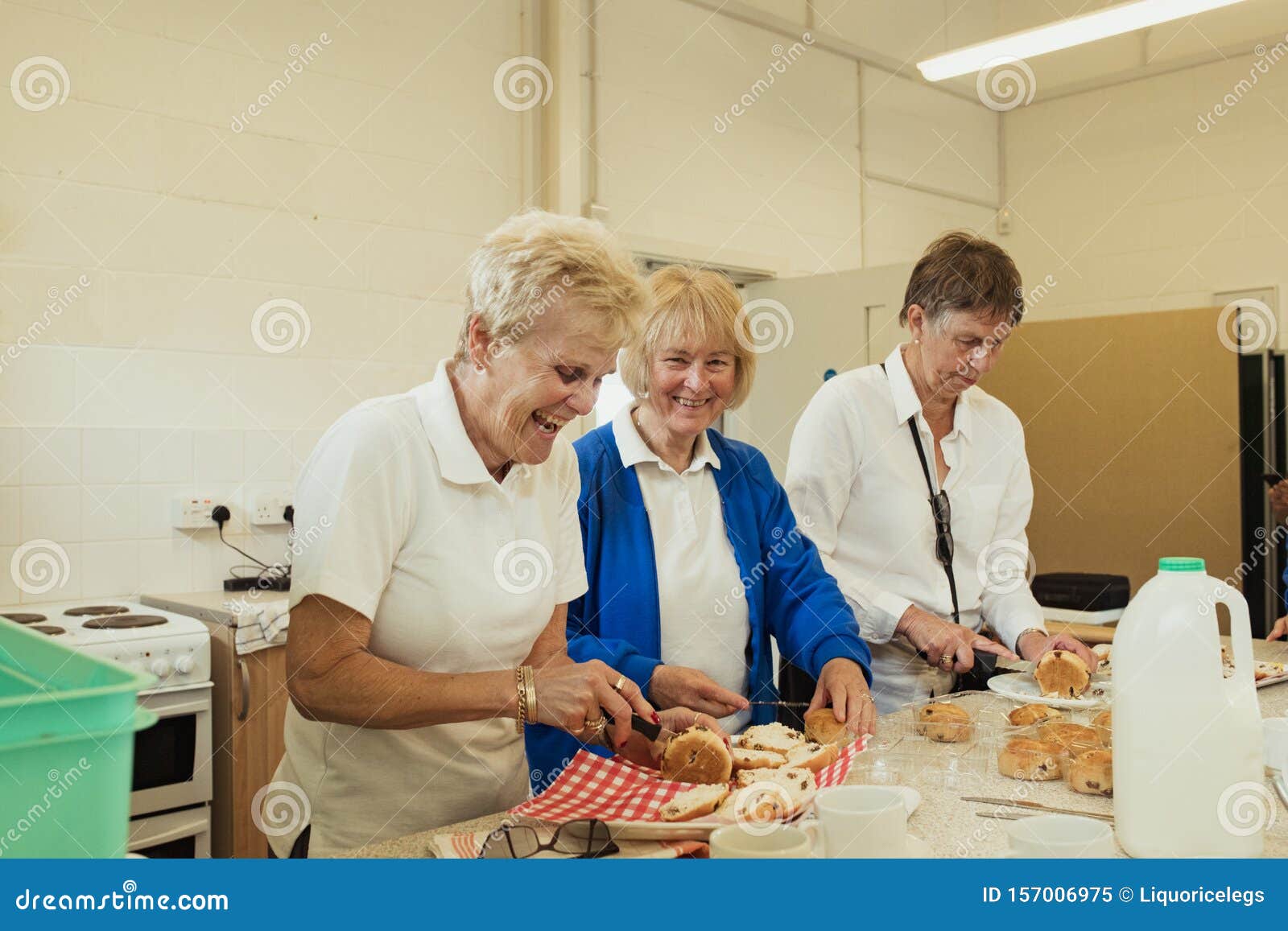 Baking with Senior Women stock image. Image of laughing - 157006975