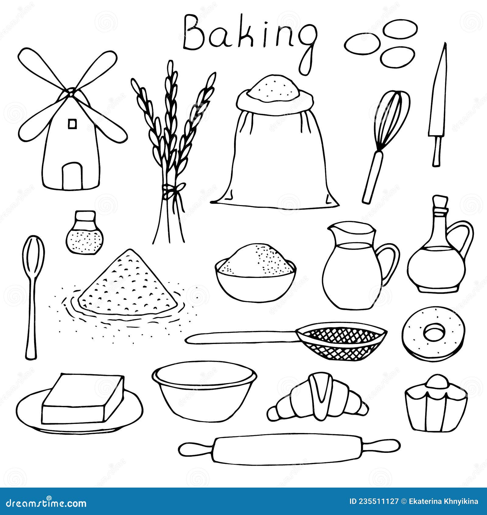 Baking Set Vector Illustration, Hand Drawing Doodles Stock Vector ...