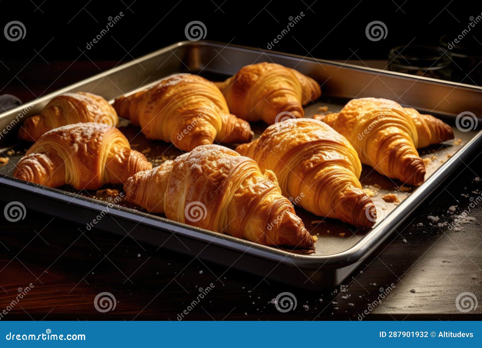 Baking Sheet Filled with Golden Croissants Stock Photo - Image of ...