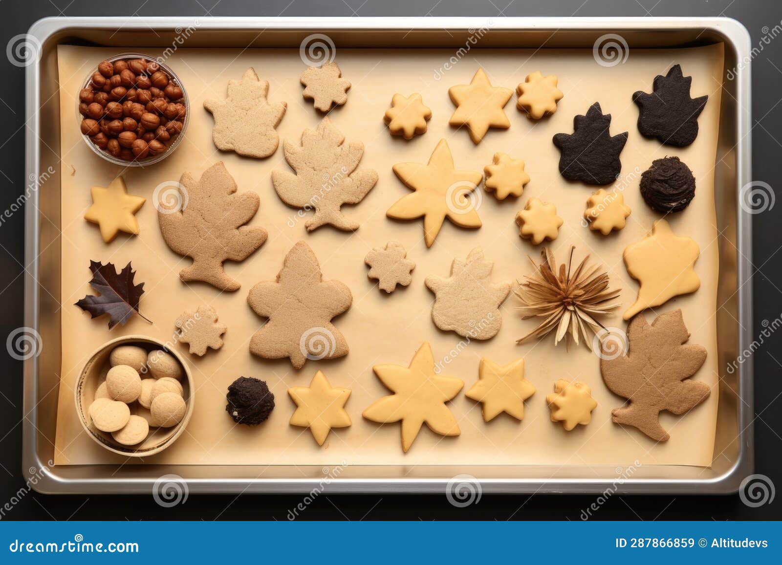 Baking Sheet with Raw Cookie Dough Shapes Stock Image - Image of sweet ...