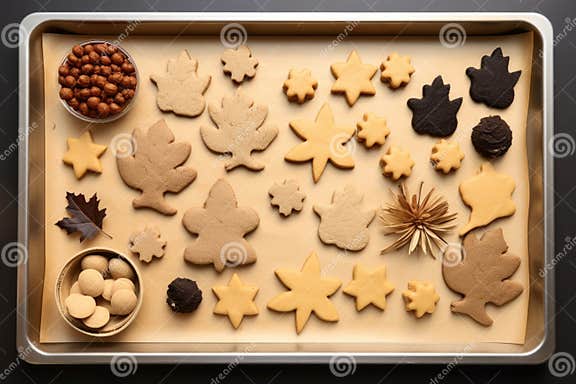 Baking Sheet with Raw Cookie Dough Shapes Stock Image - Image of sweet ...