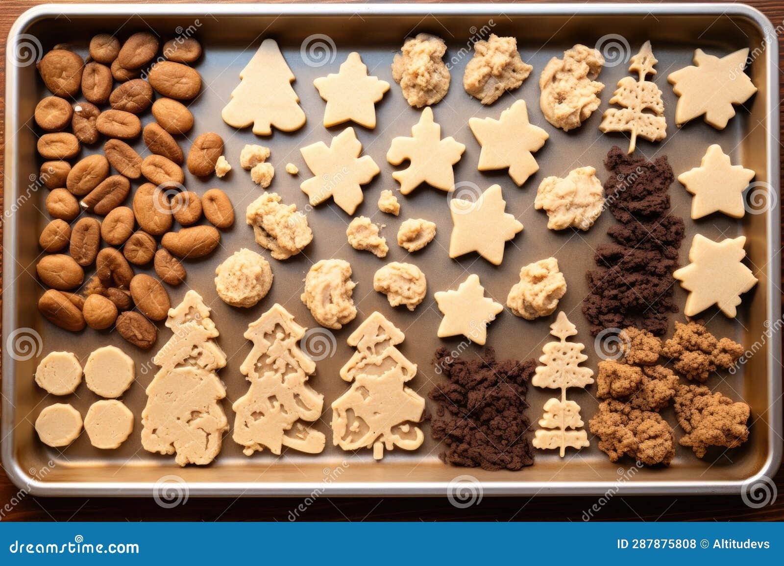 Baking Sheet with Raw Cookie Dough Shapes Stock Illustration ...