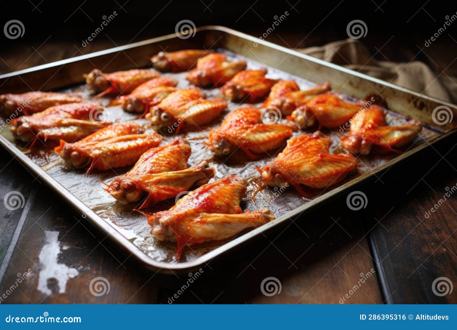 Baking Sheet with Wings Ready for Oven Stock Photo - Image of kitchen ...