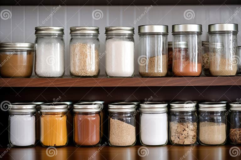 Baking Supplies in Jars on a Kitchen Shelf Stock Image - Image of food ...