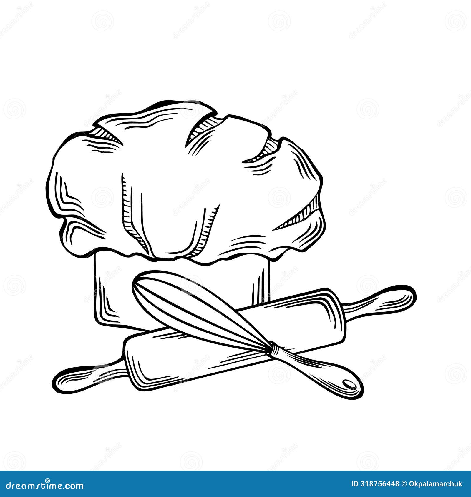 Baking Tools and Chefs Hat. Rolling Pin with Whisk. Professional ...