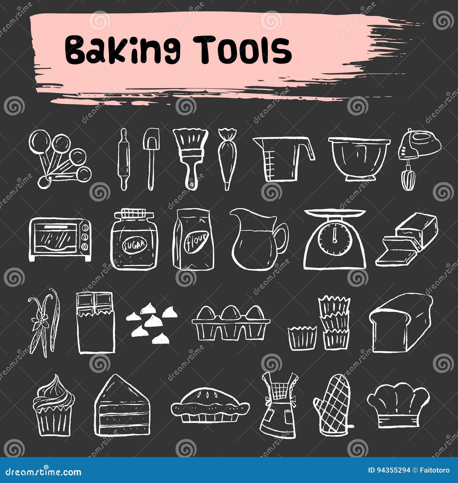 Baking Tools Doodle Sketch Icon Set Stock Vector - Illustration of cafe ...