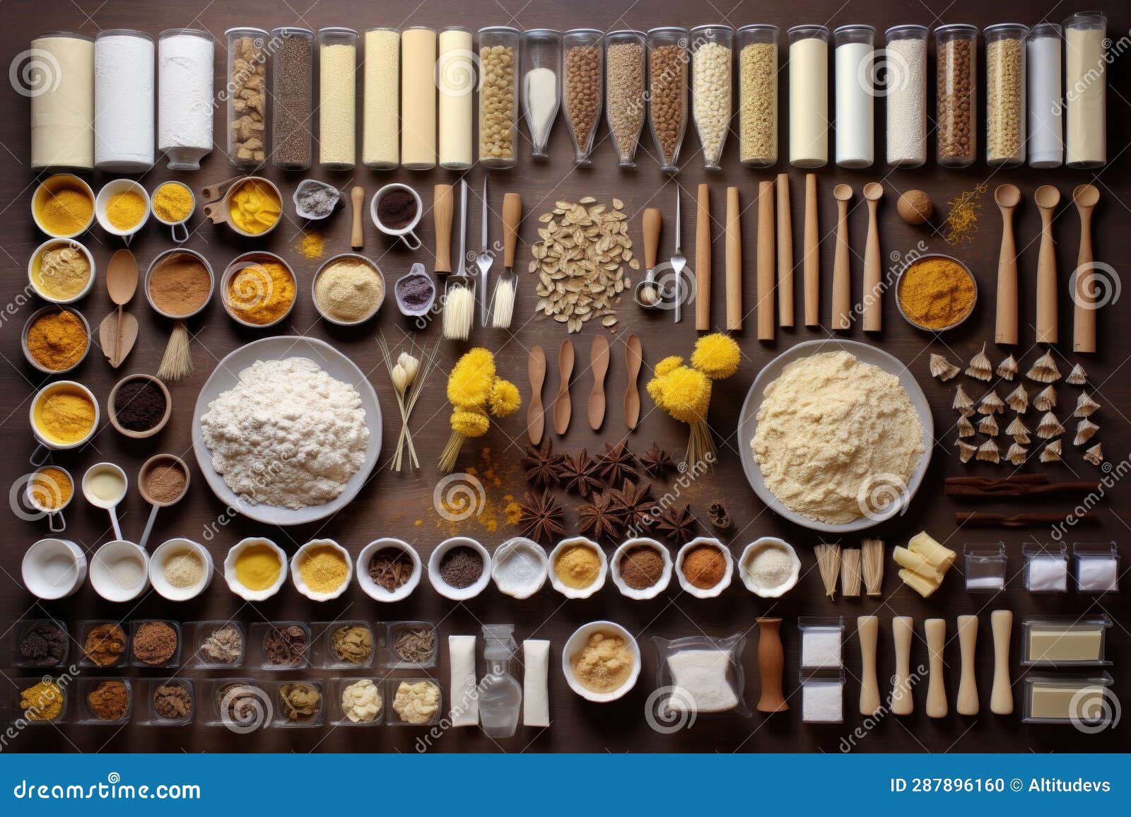 Baking Tools and Ingredients Neatly Arranged Stock Photo - Image of ...