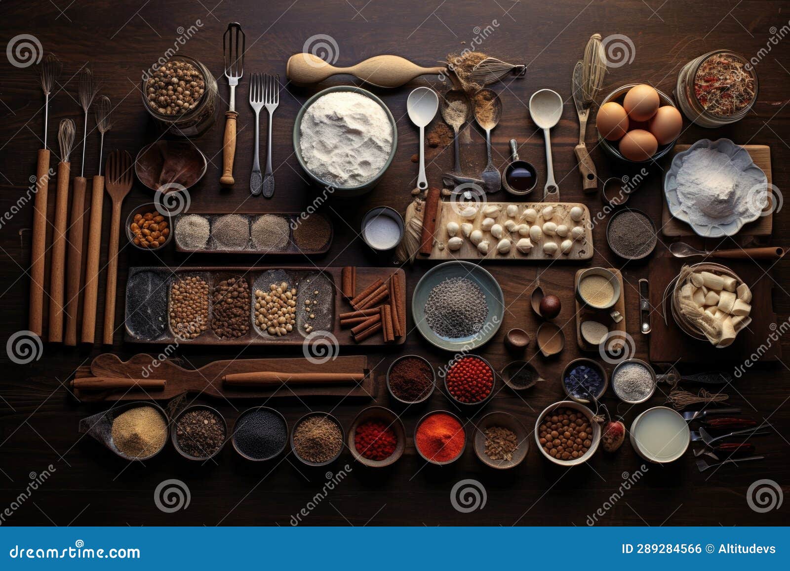 Baking Tools and Ingredients Neatly Arranged Stock Photo - Image of ...