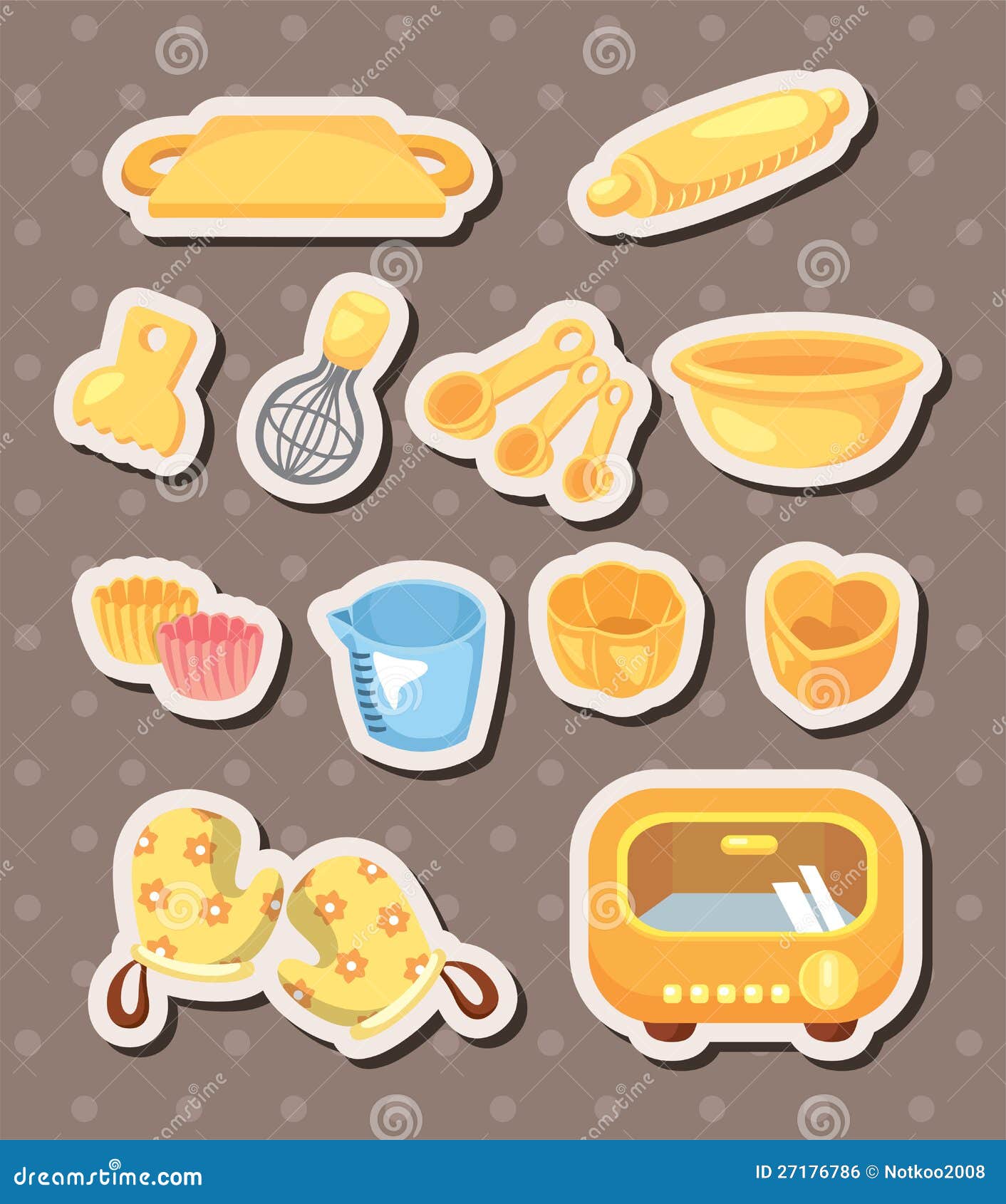Baking tools stickers stock vector. Illustration of cookie - 27176786