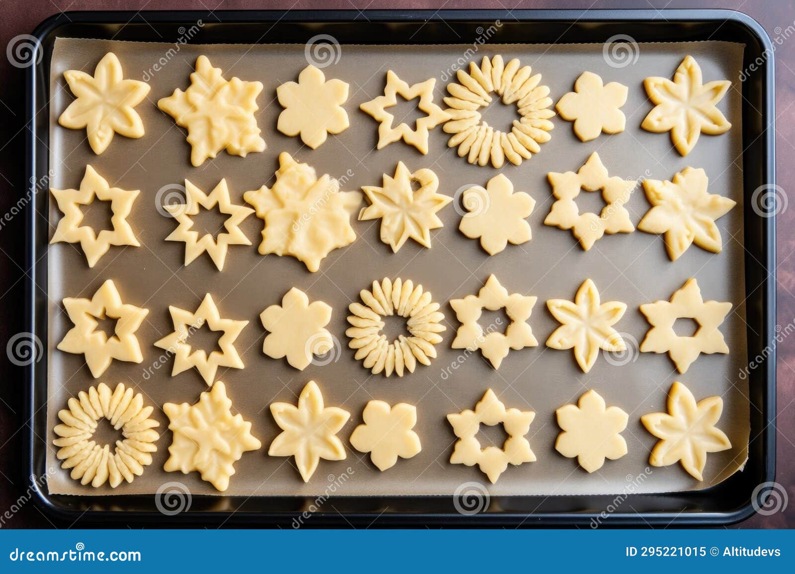 Baking Tray with Biscuit Cut-outs Ready To Be Baked Stock Image - Image ...