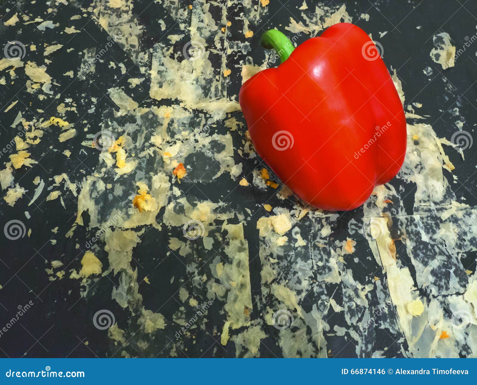 Baking Tray with Crumbs and Red Paper Stock Photo - Image of cooking ...