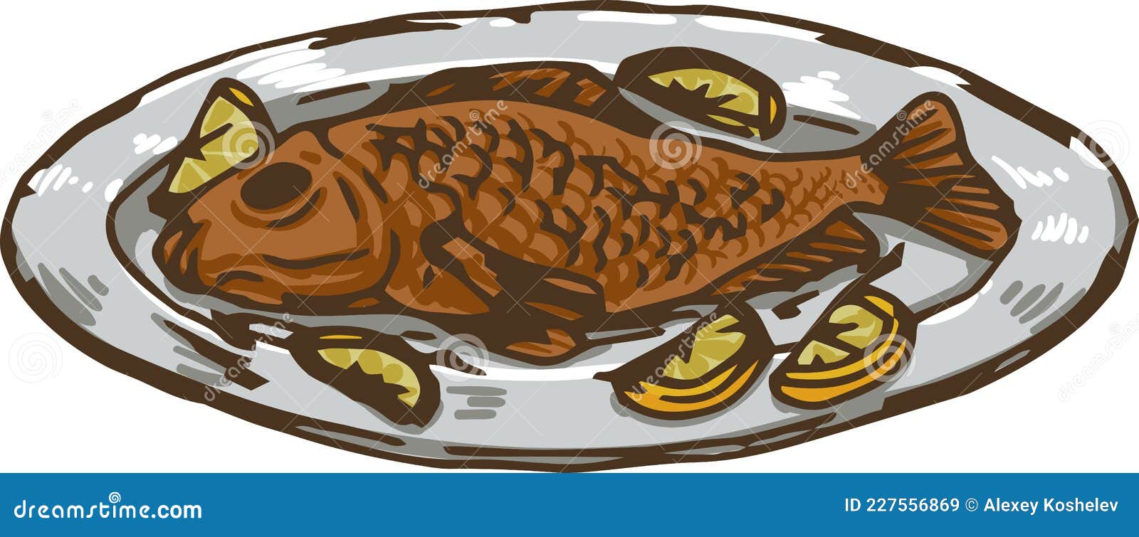 Baking Tray with Fish stock vector. Illustration of healthy - 227556869