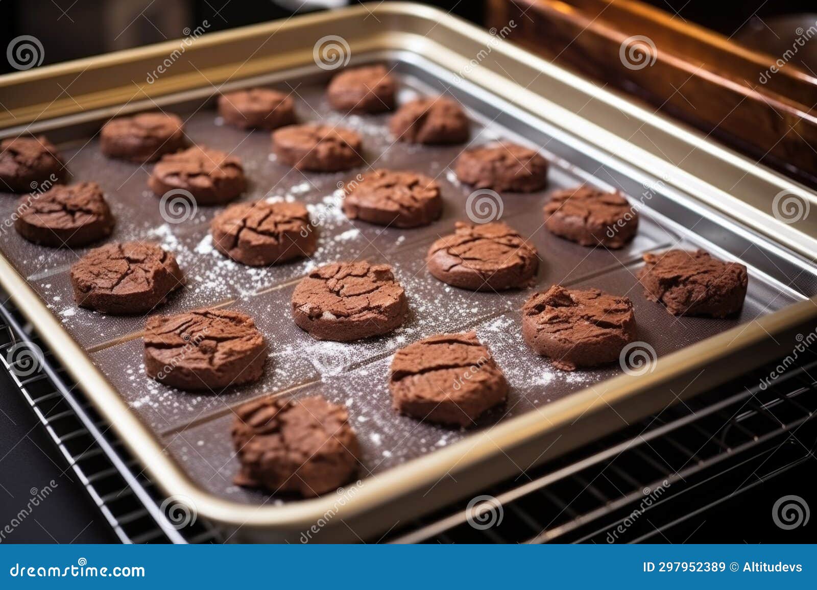 Baking Tray Full of Raw Chocolate Biscuits Going into an Oven Stock ...