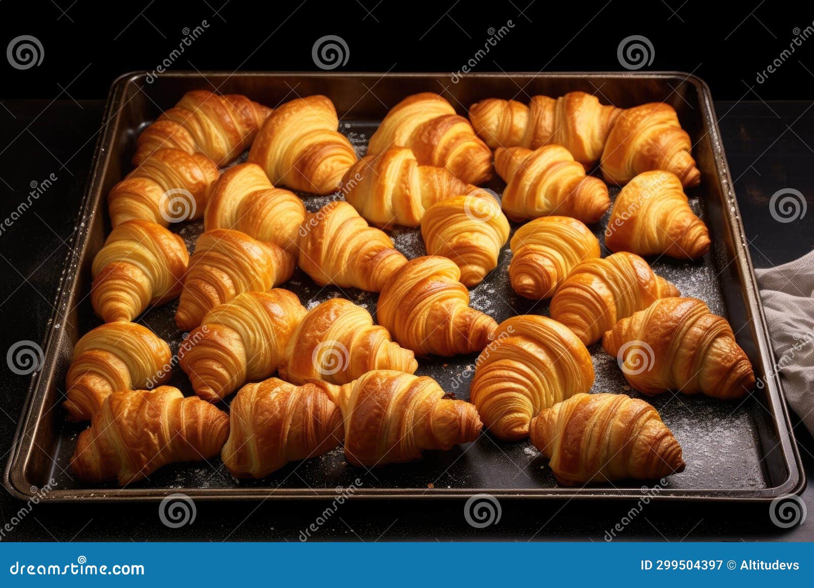 A Baking Tray Full of Unbaked Dough in the Shape of Croissants Stock ...