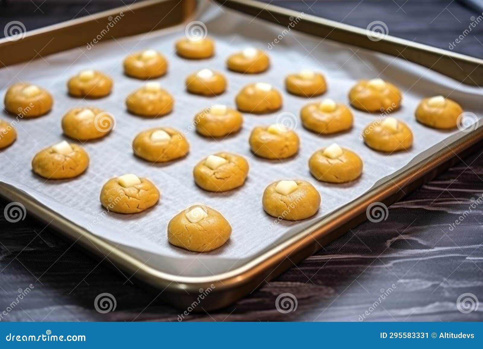 Baking Tray with Uncooked Cookies Ready for the Oven Stock Illustration ...