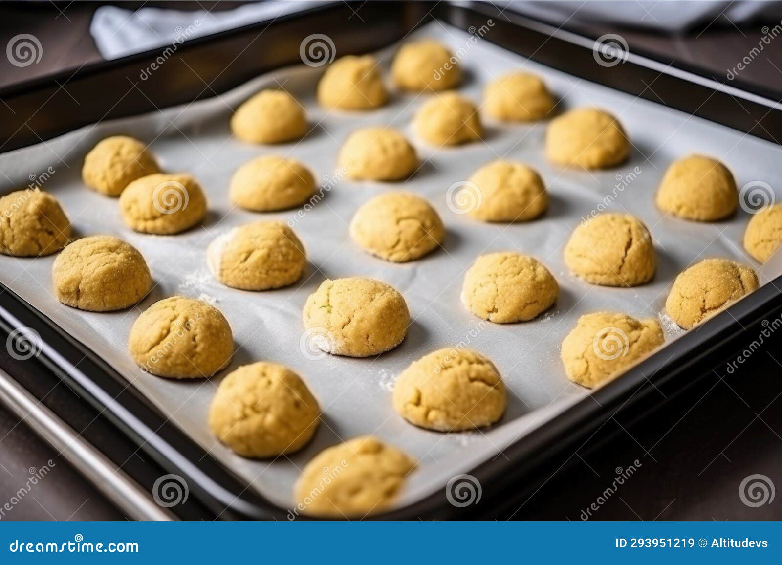 Baking Tray with Uncooked Cookies Ready for the Oven Stock Image ...