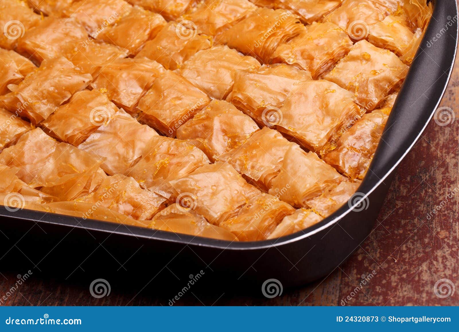 Baklava in Tray stock image. Image of sweet, syrup, traditional - 24320873