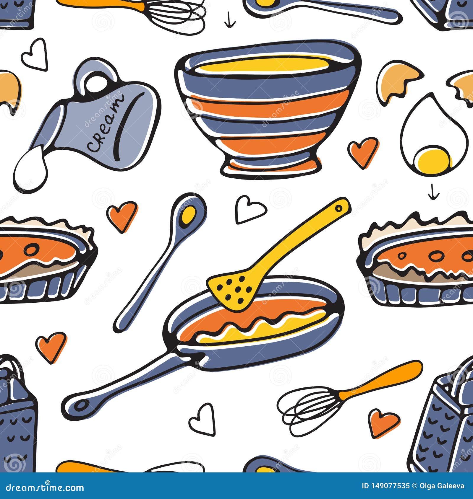 Bakng Recipe Pattern. Seamless Pattern with Pancakes Recipe Stock ...